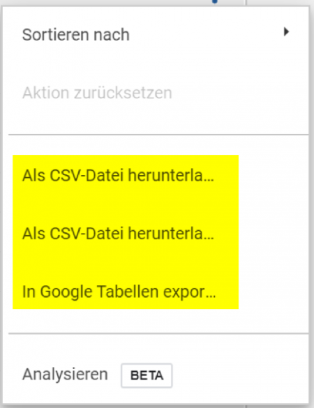 Daten aus einer Tabelle exportieren - SISU digital